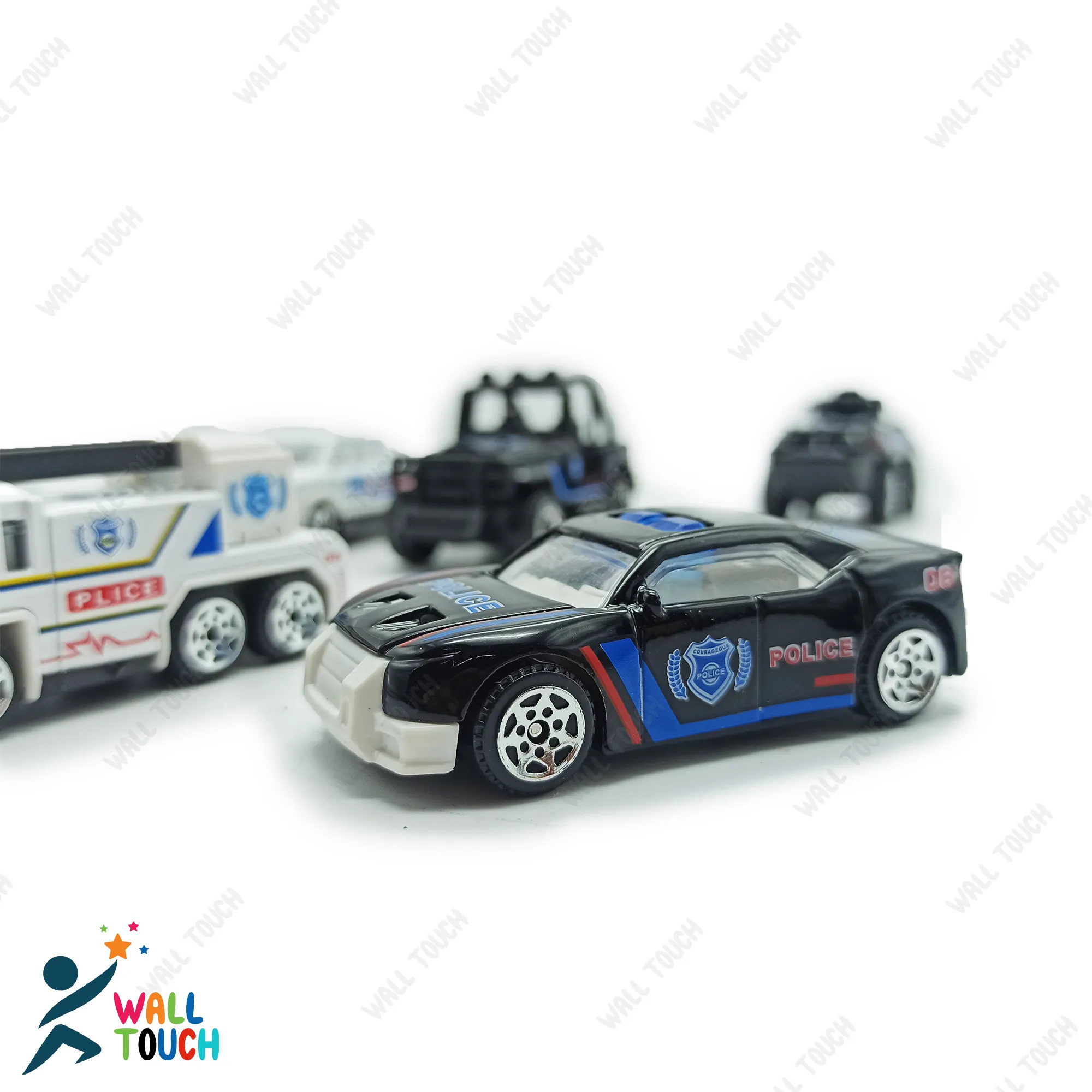 Die Cast METAL Police CAR Toy Vehicle For Kids Toddlers-6Pcs